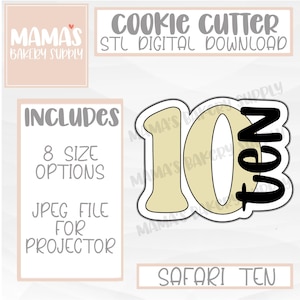 Safari Number Ten - 10 - Cookie Cutter STL File Digital Download - Etsy