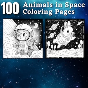 100 Animal in Space Coloring Pages | Printable Coloring Book | Coloring ...