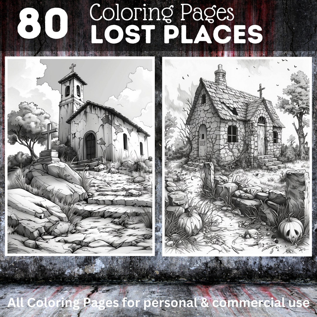 80 Lost Places Coloring Pages | Ghost Towns & Landscapes (digital ...