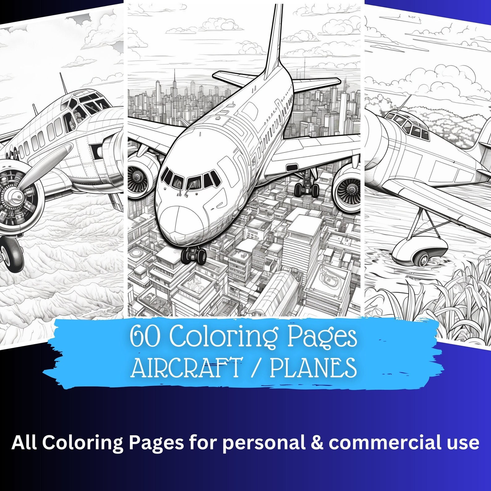 60 Aircraft & Plain Coloring Pages Cute Printable Coloring Book ...