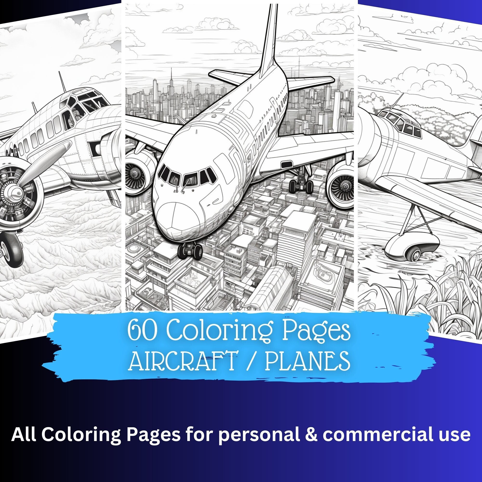 60 Aircraft & Plain Coloring Pages Cute Printable Coloring Book ...