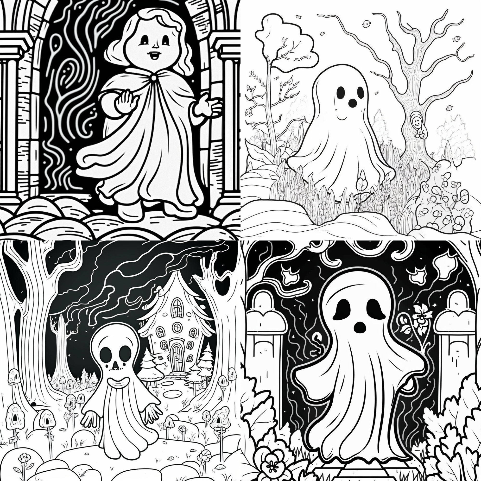 50 Spooky Ghost Coloring Pages Printable Coloring Book Coloring Pages ...