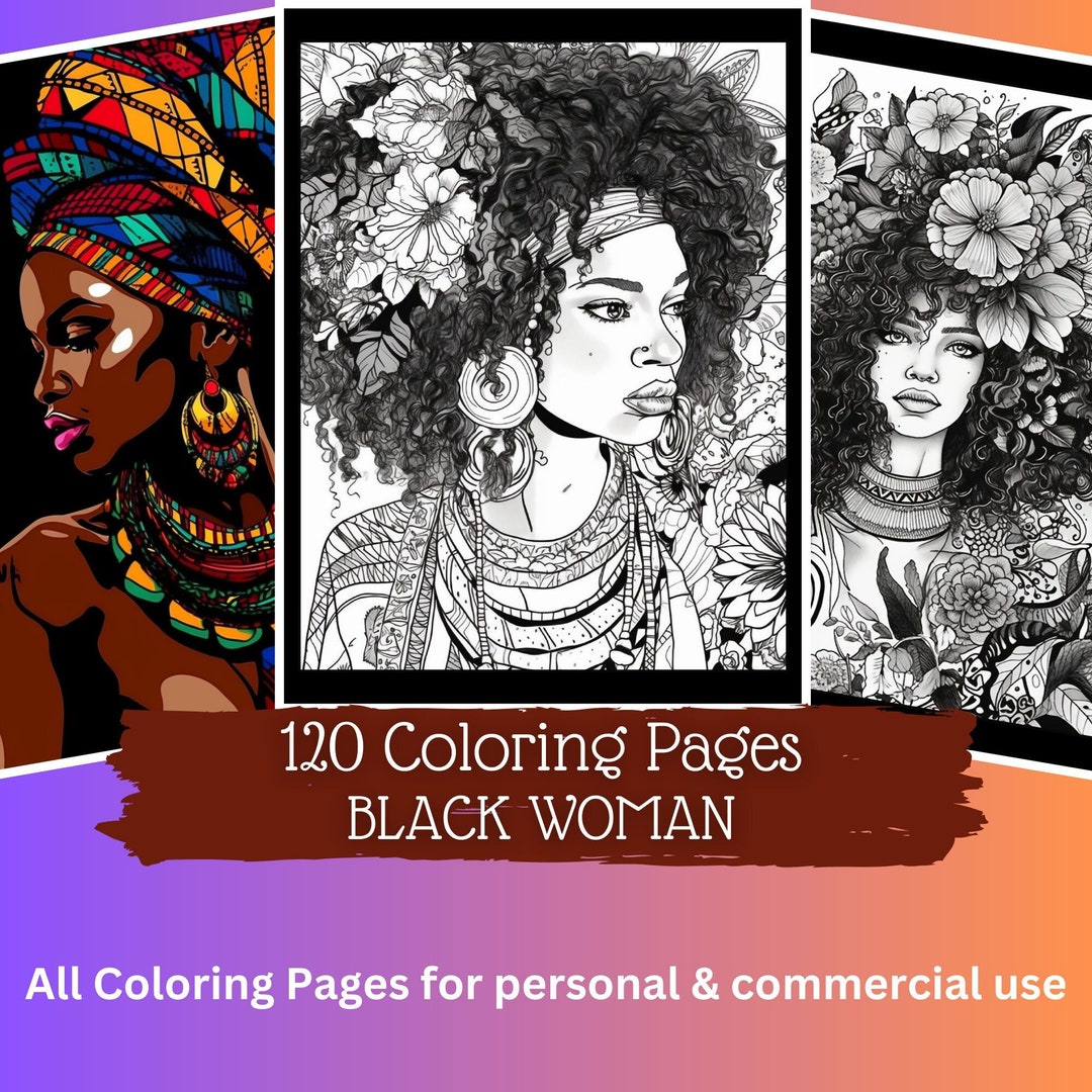 120 Black Woman Coloring Pages Printable Coloring Book POC People of ...