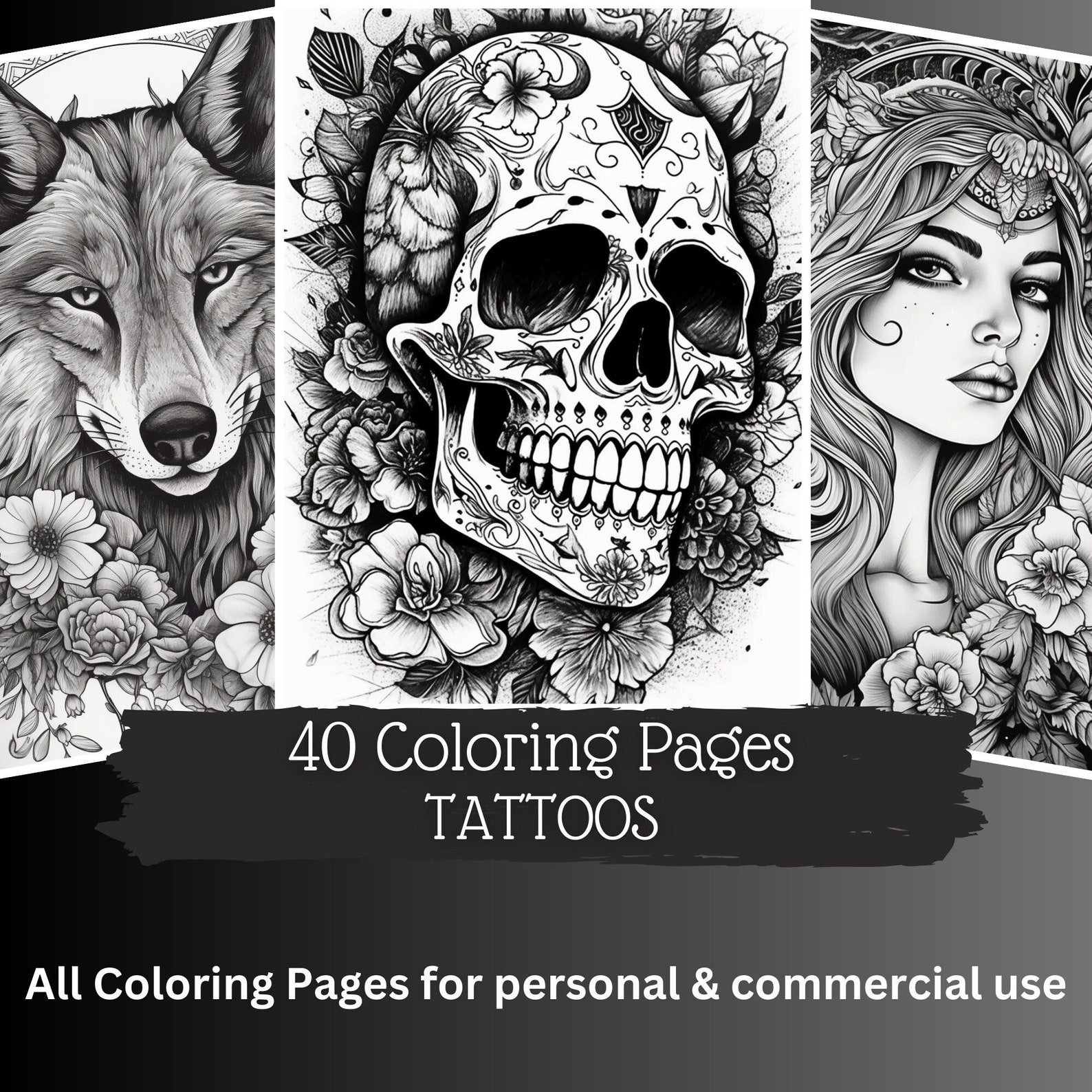 40 Tattoo Coloring Pages Printable Coloring Book Tattoos - Etsy