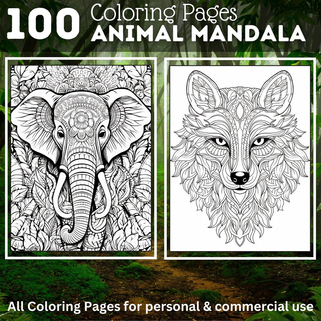 100 Animal Mandala Coloring Pages | Printable Coloring Book | Coloring ...
