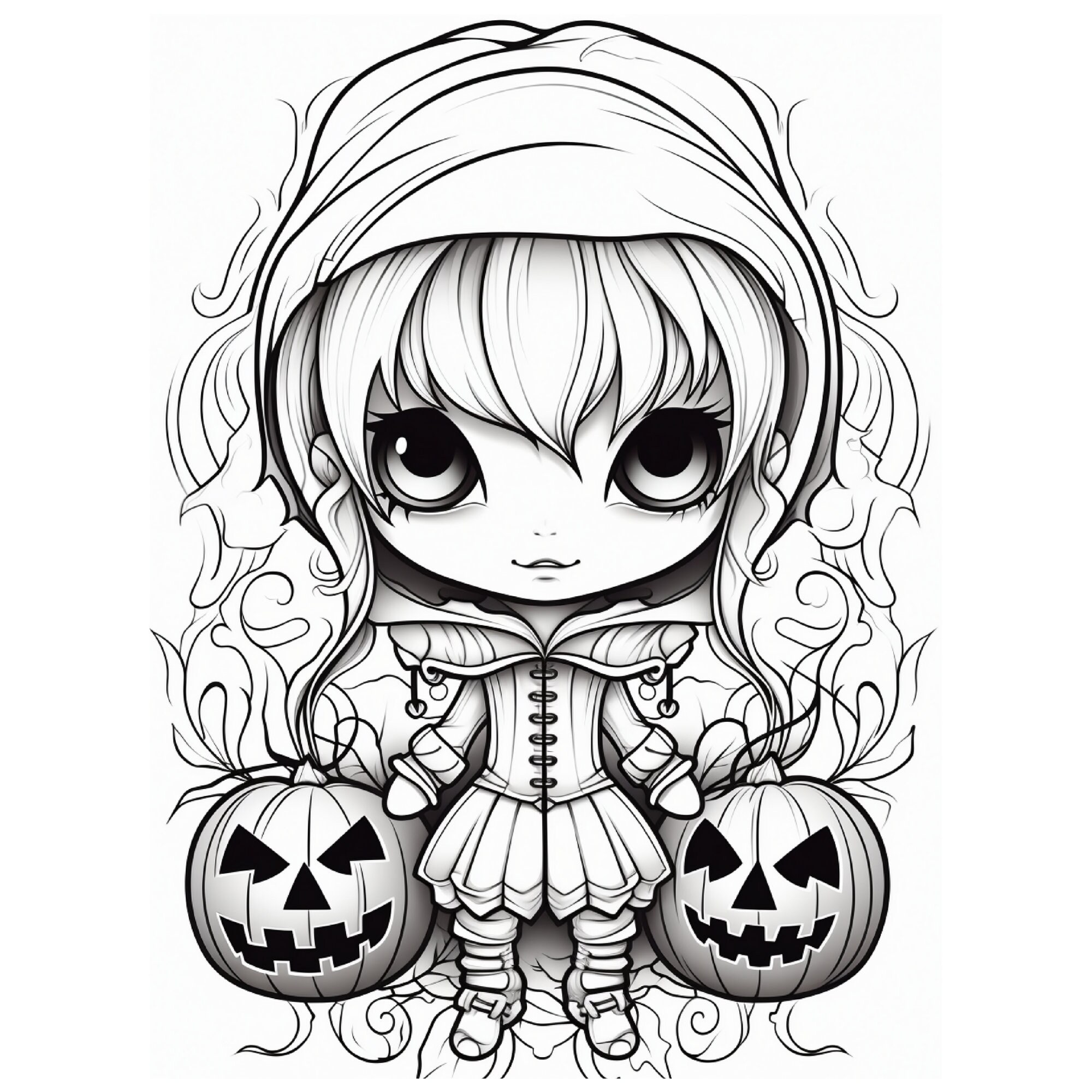 100 Cute and Creepy Coloring Pages Halloween Printable Coloring Book ...