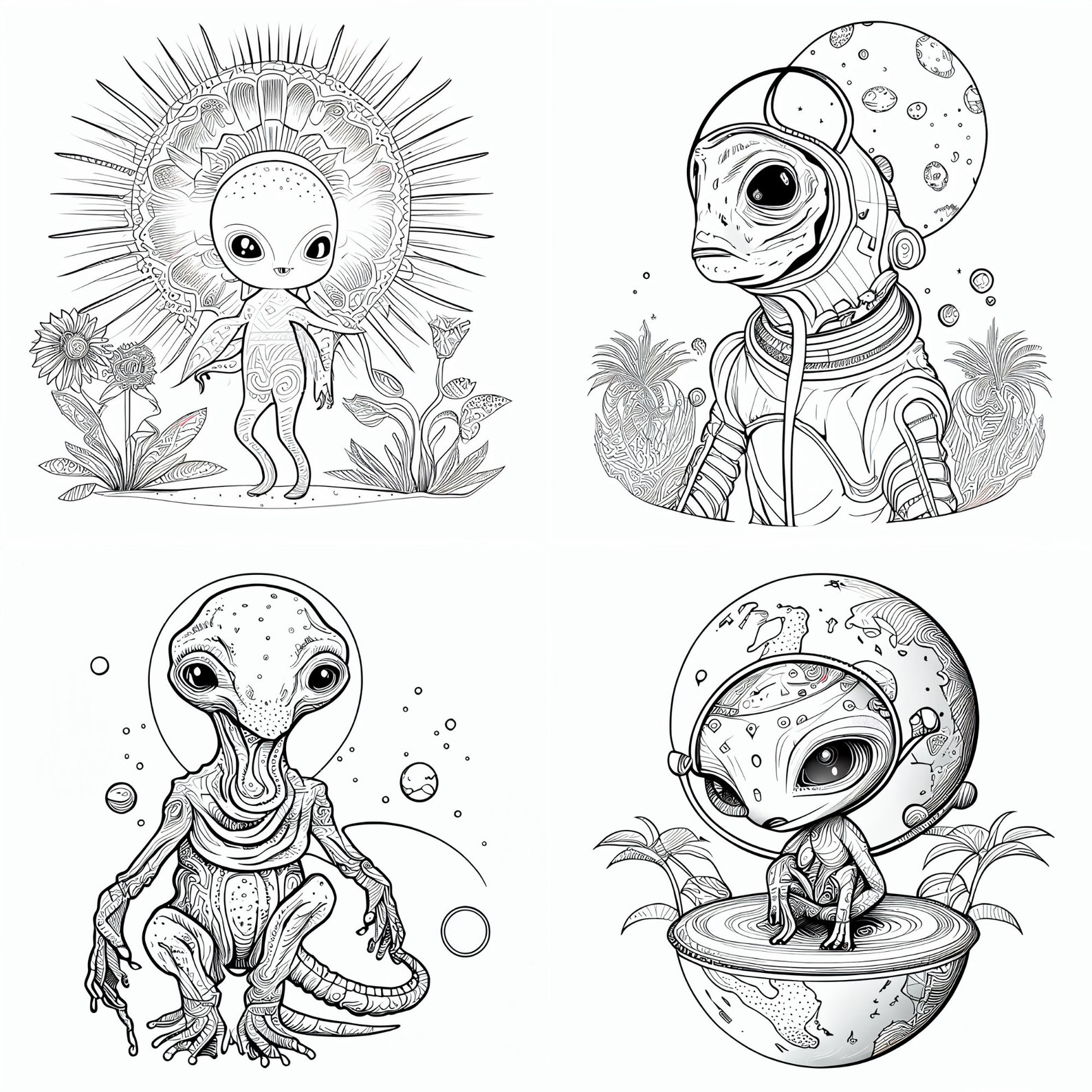 50 Alien Coloring Pages Printable Coloring Book Coloring Pages for ...