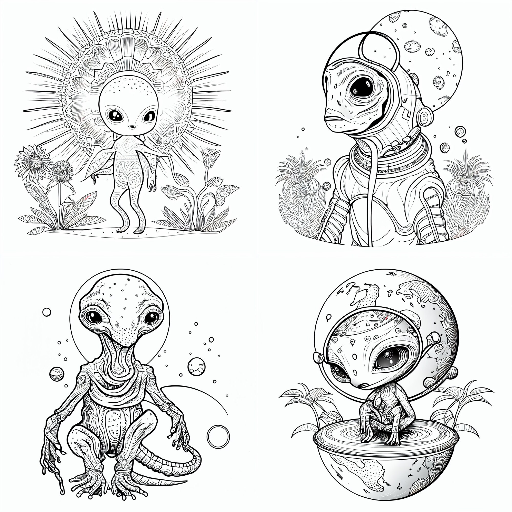 50 Alien Coloring Pages Printable Coloring Book Coloring Pages for ...