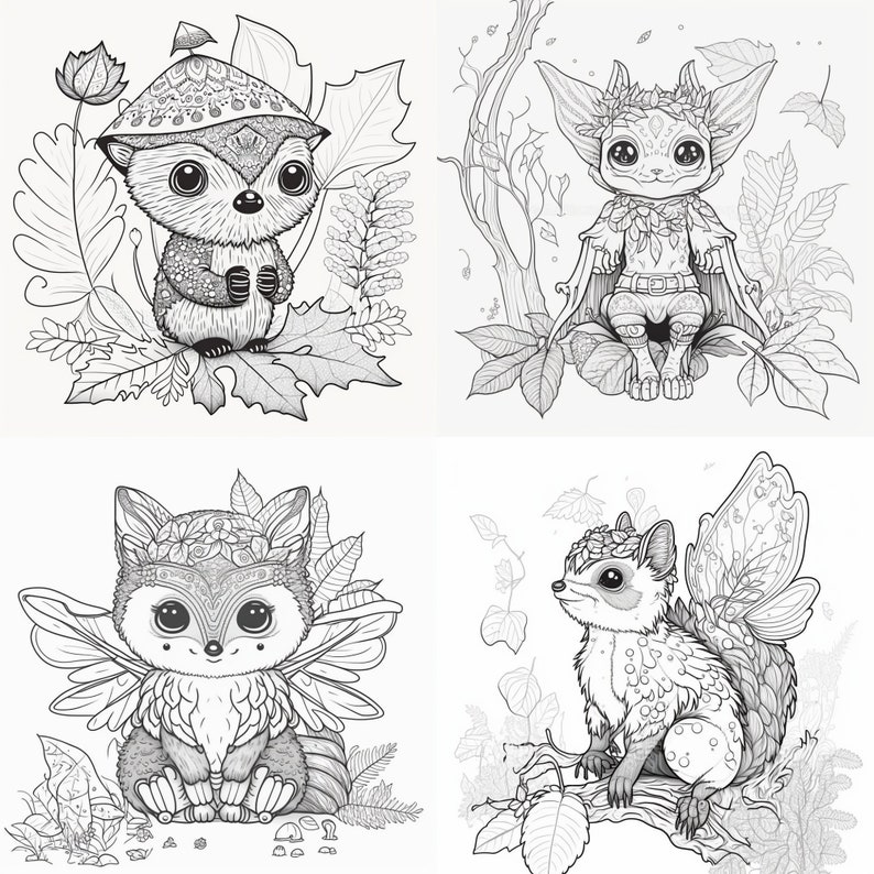 40 Fantasy Animal Coloring Pages Printable Coloring Book - Etsy