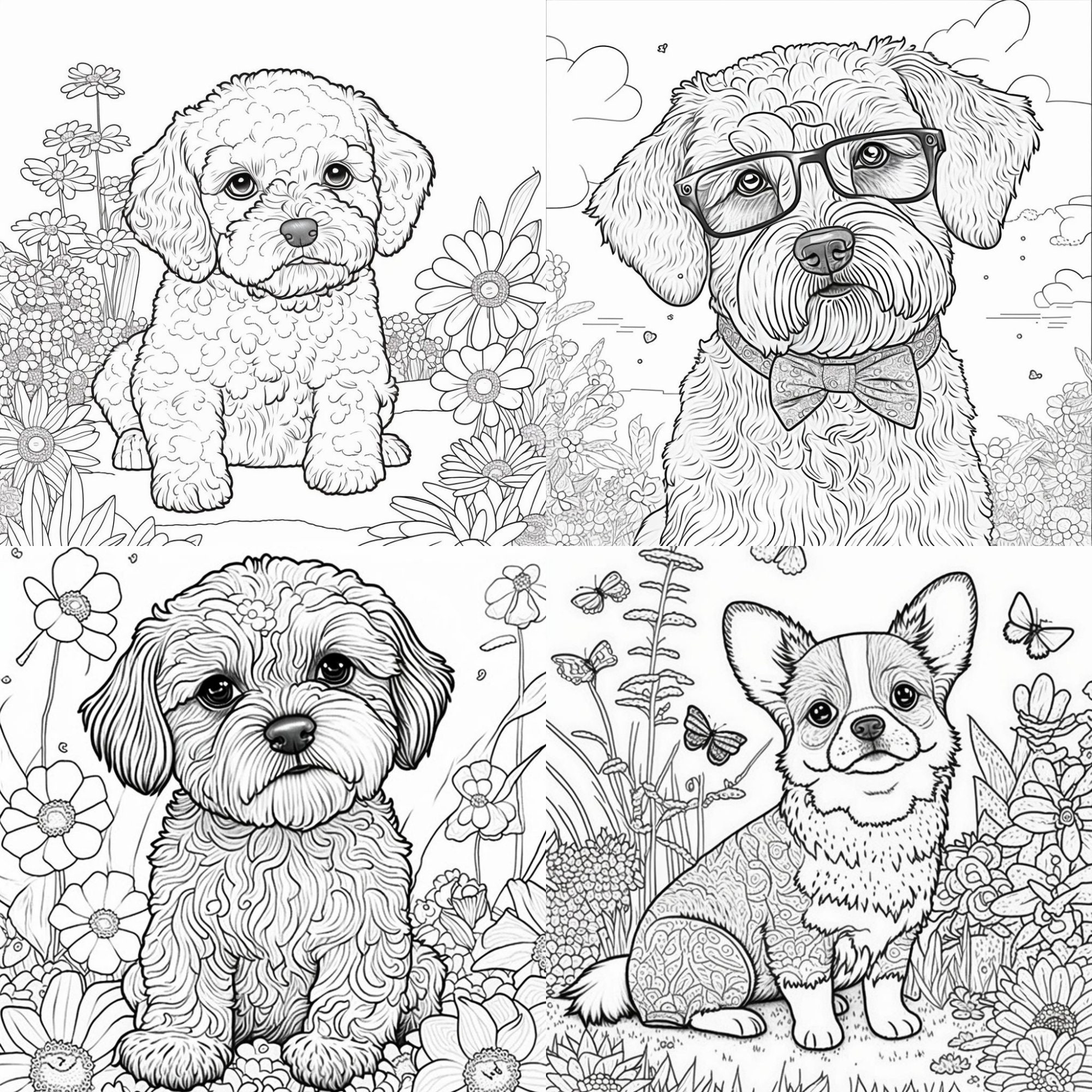 100 Dog Coloring Pages Very Cute | Printable Coloring Book | Coloring ...