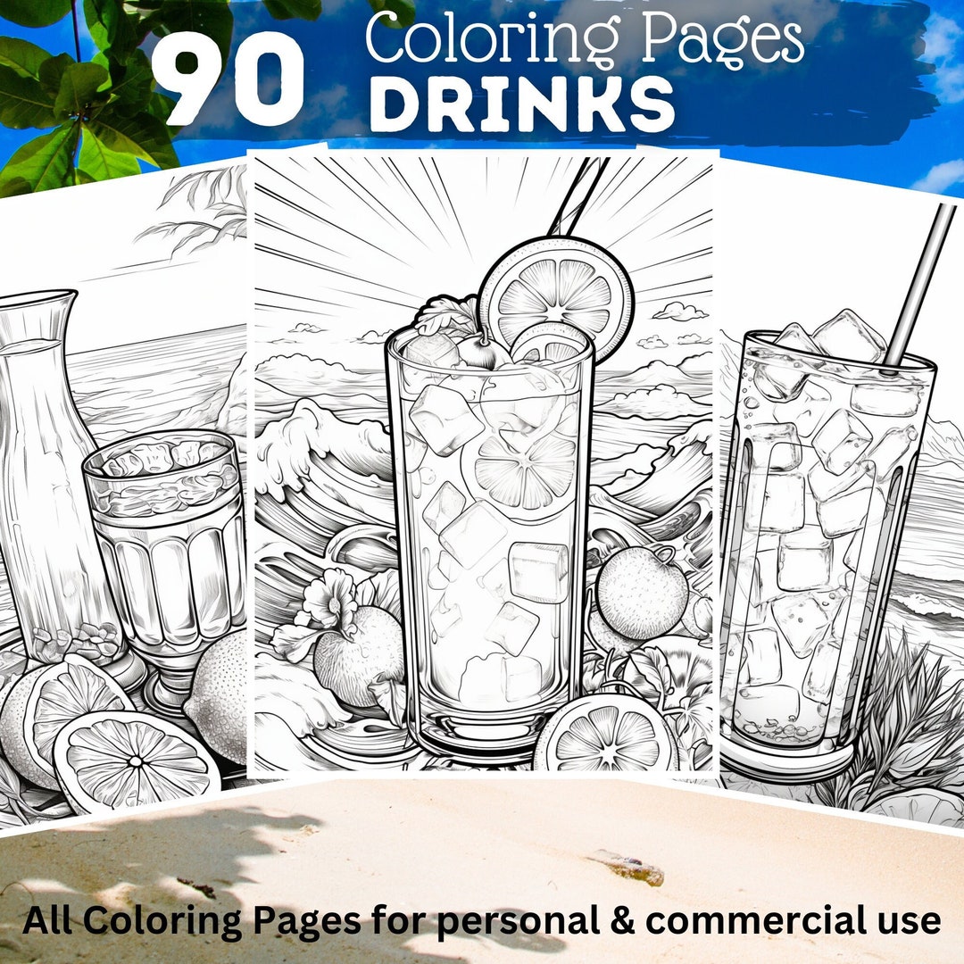 90 Drinks & Cocktails Coloring Pages | Printable Coloring Book ...