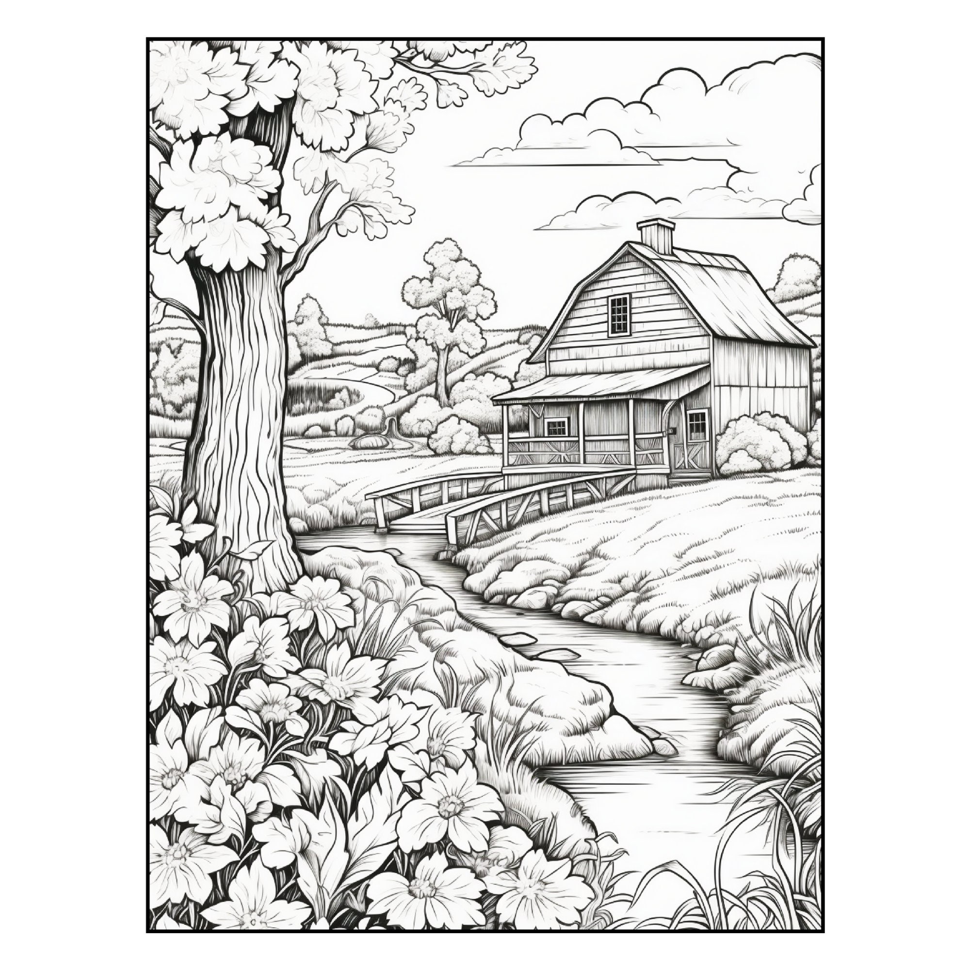 100 Autumn Landscape Coloring Pages Printable Coloring Book - Etsy