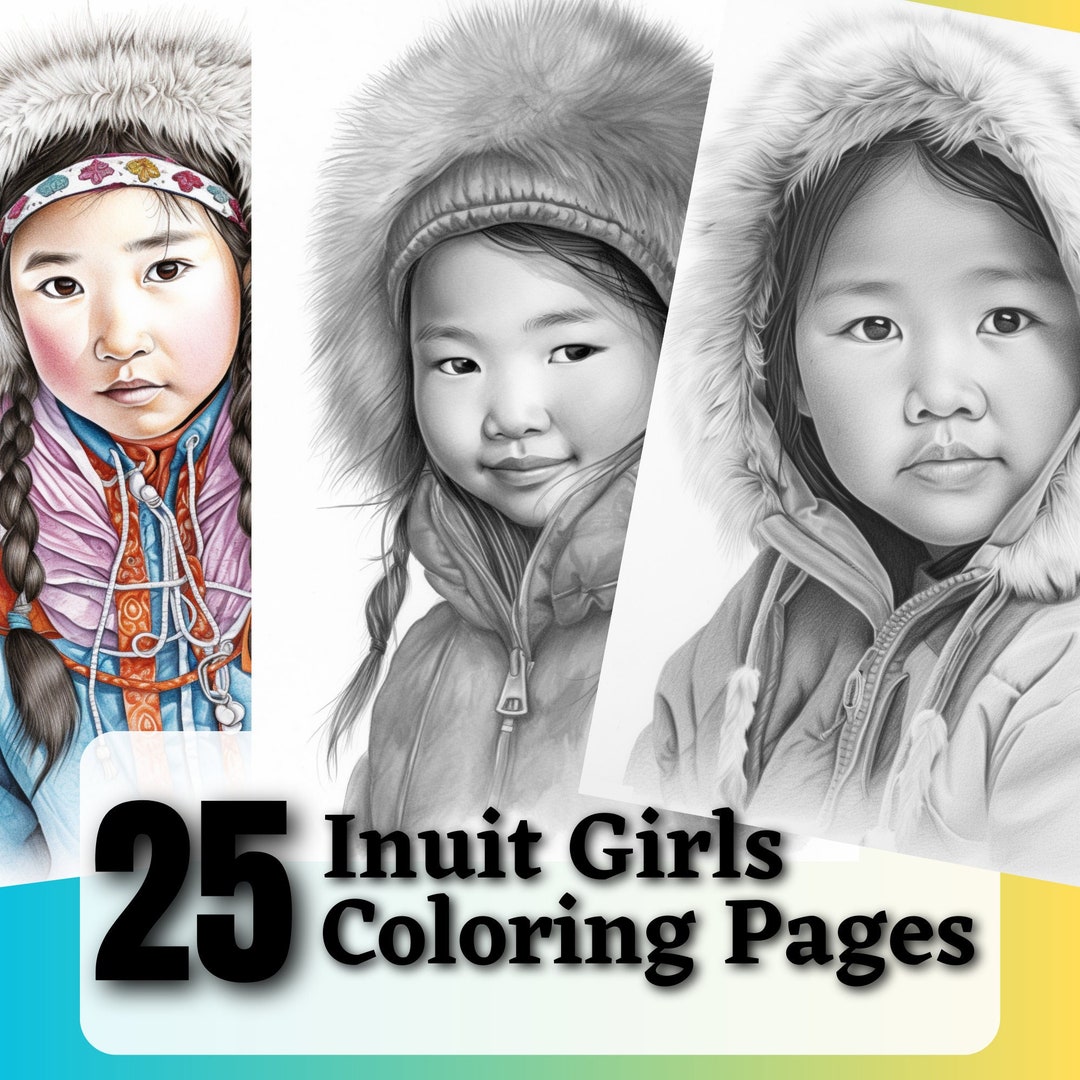 25 Inuit Girl Grayscale Coloring Pages | Printable Coloring Book ...