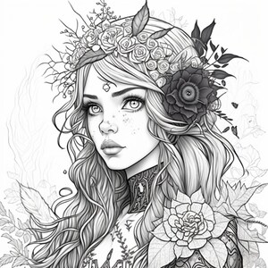 100 Woman Fantasy Coloring Pages | Printable Coloring Book | Coloring ...