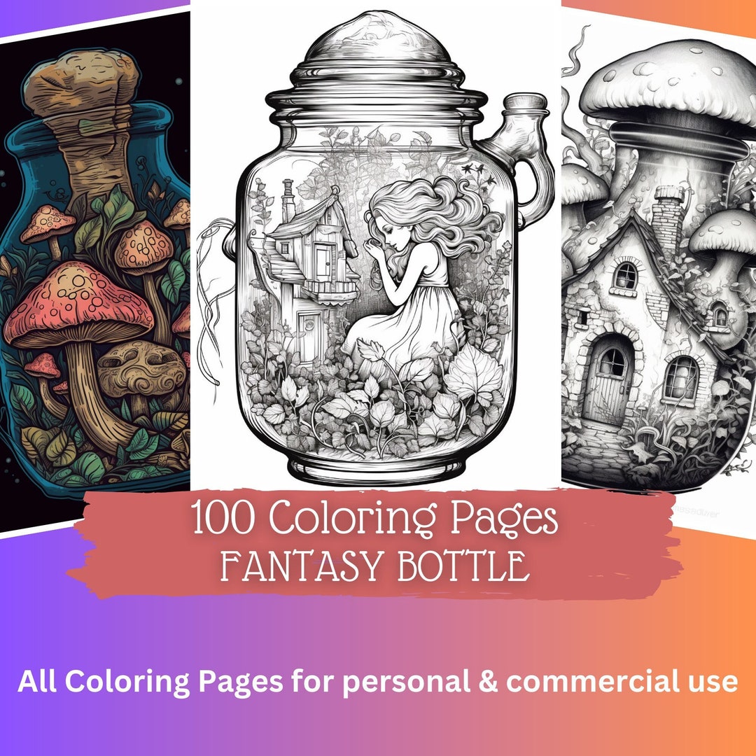 100 Fantasy Bottle Coloring Pages | Printable Coloring Book Flasks ...