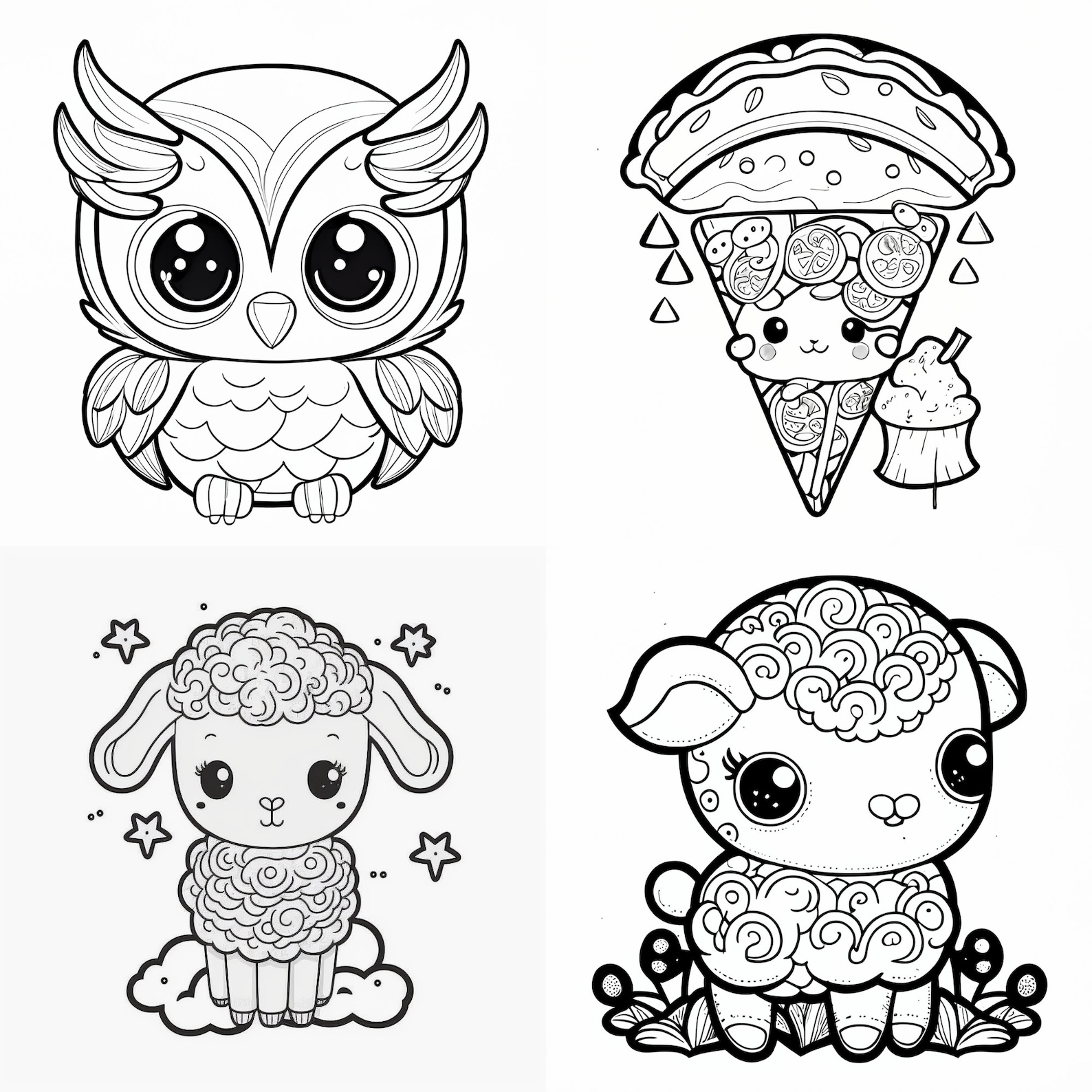 50 Kawaii Coloring Page Cute Animals Printable Coloring Book Coloring ...