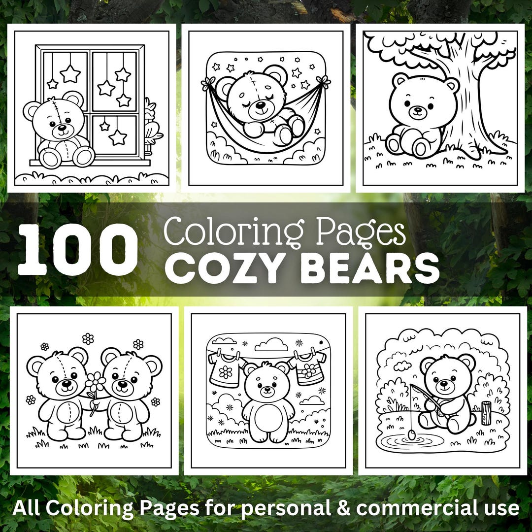 100 Cozy Bears Coloring Pages | Printable Coloring Book | Preschool ...