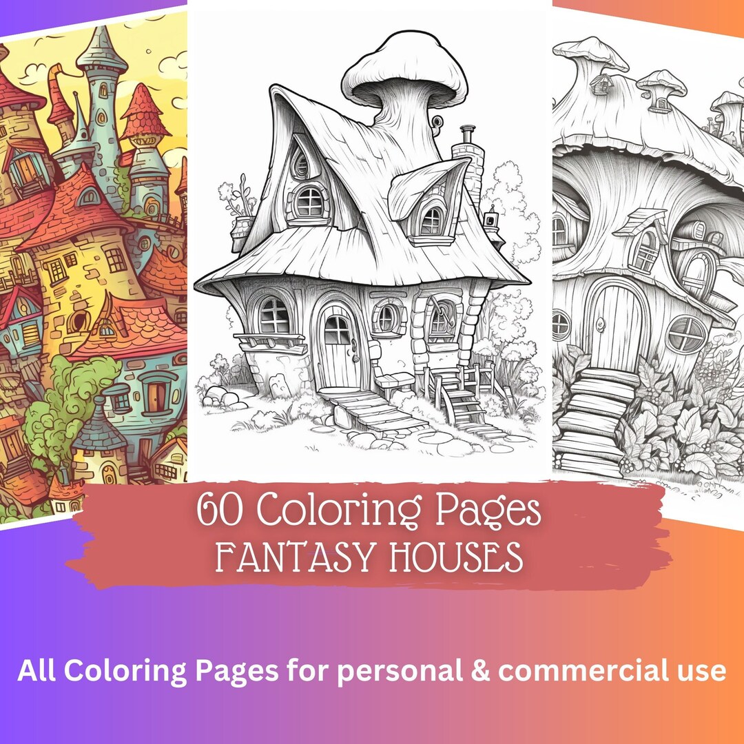 60 Fantasy House Coloring Pages | Printable Coloring Book | Coloring ...