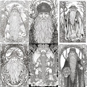 80 Druids Coloring Pages | Printable Coloring Book | Fantasy Coloring ...