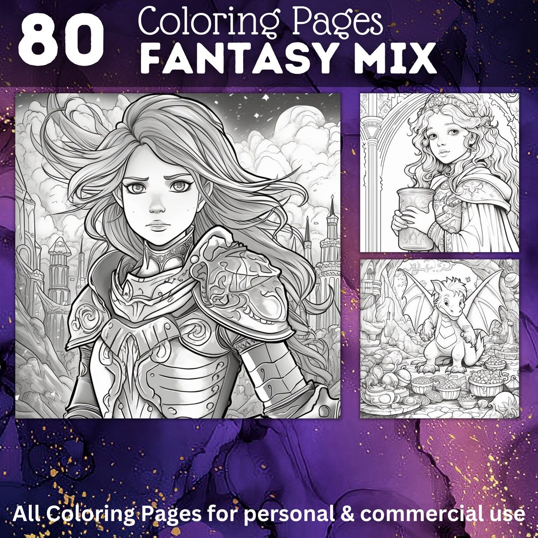 80 Fantasy Mix Coloring Pages | Printable Coloring Book | Coloring ...