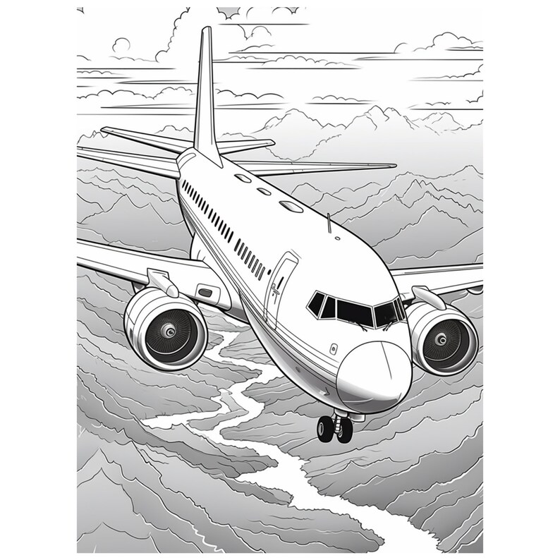 60 Aircraft & Plain Coloring Pages Cute Printable Coloring - Etsy
