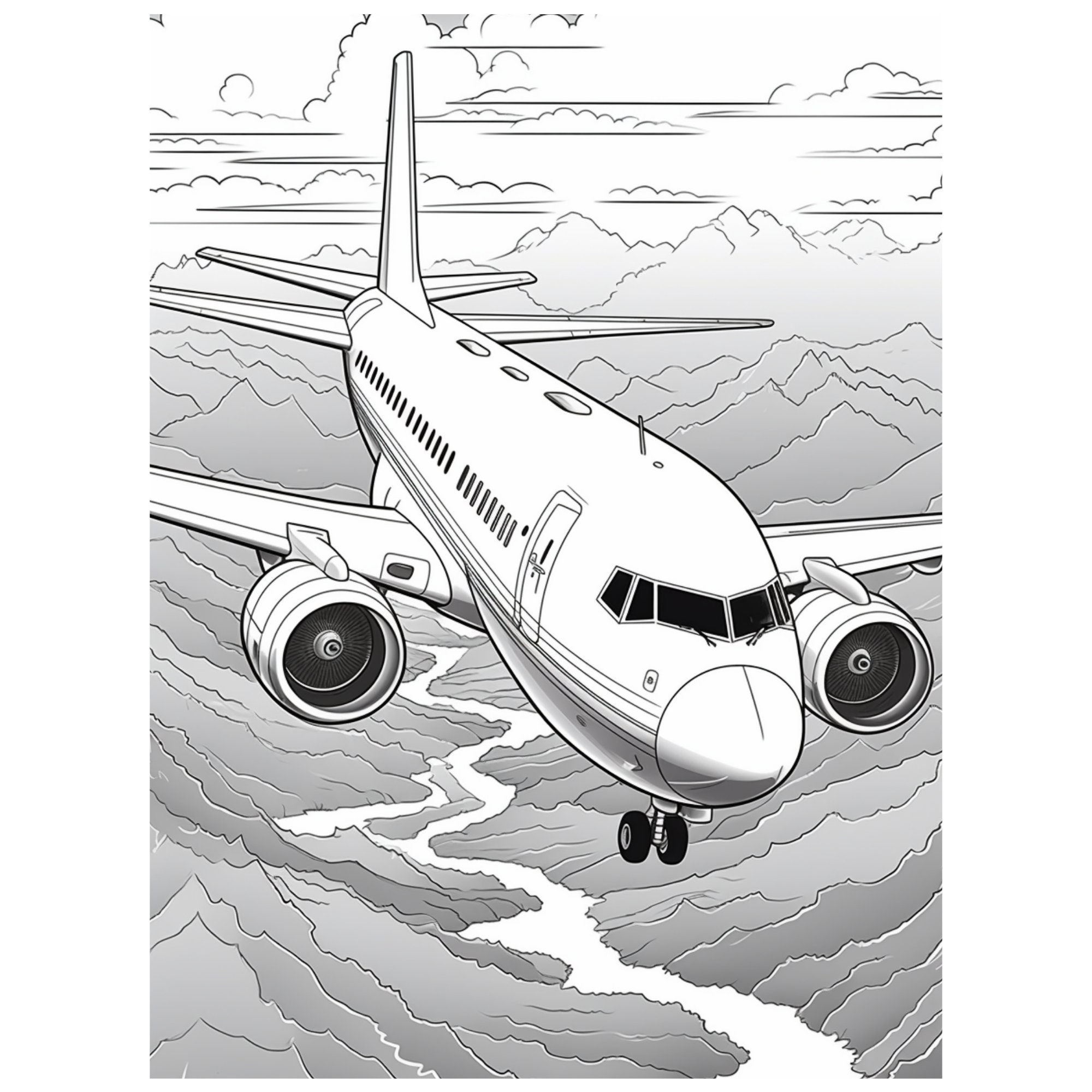 60 Aircraft & Plain Coloring Pages Cute Printable Coloring - Etsy