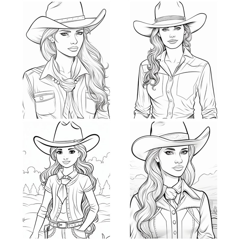 100 Western Cowgirls Coloring Pages Printable Coloring Book Coloring ...