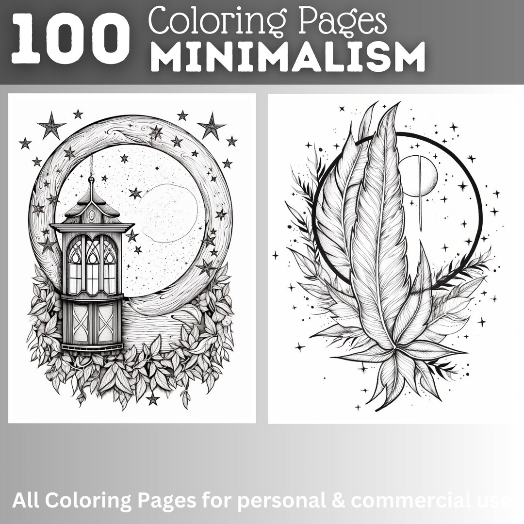 100 Minimalism Coloring Pages Printable Coloring Book - Etsy