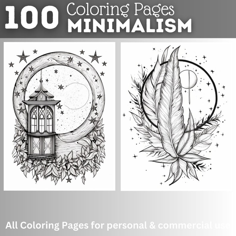 100 Minimalism Coloring Pages Printable Coloring Book - Etsy