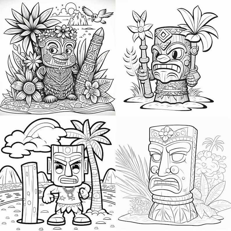 100 Polynesian Tiki Coloring Pages Printable Coloring Book Coloring ...