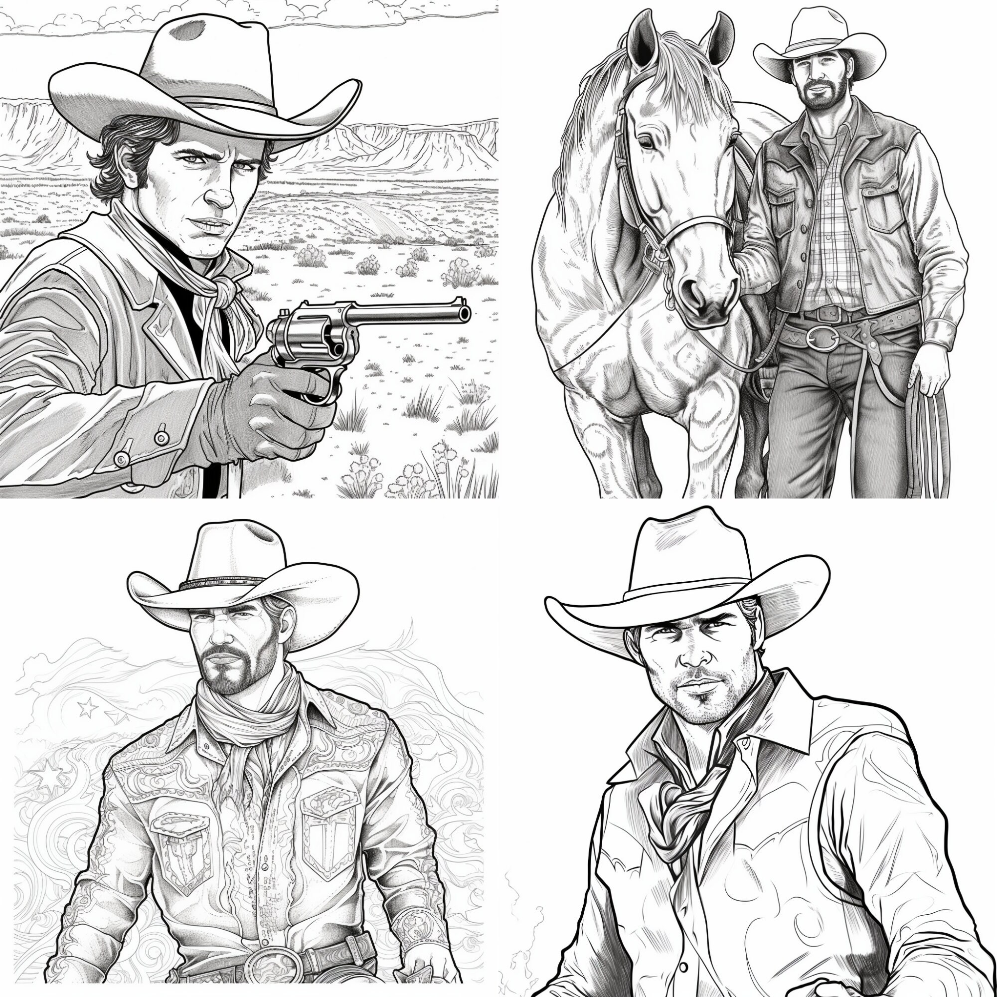 50 Western Cowboys Coloring Pages Printable Coloring Book - Etsy