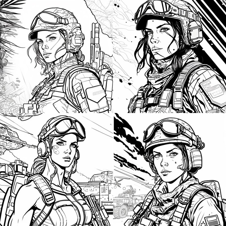 200 Modern Female Soldier Coloring Pages Printable Coloring - Etsy