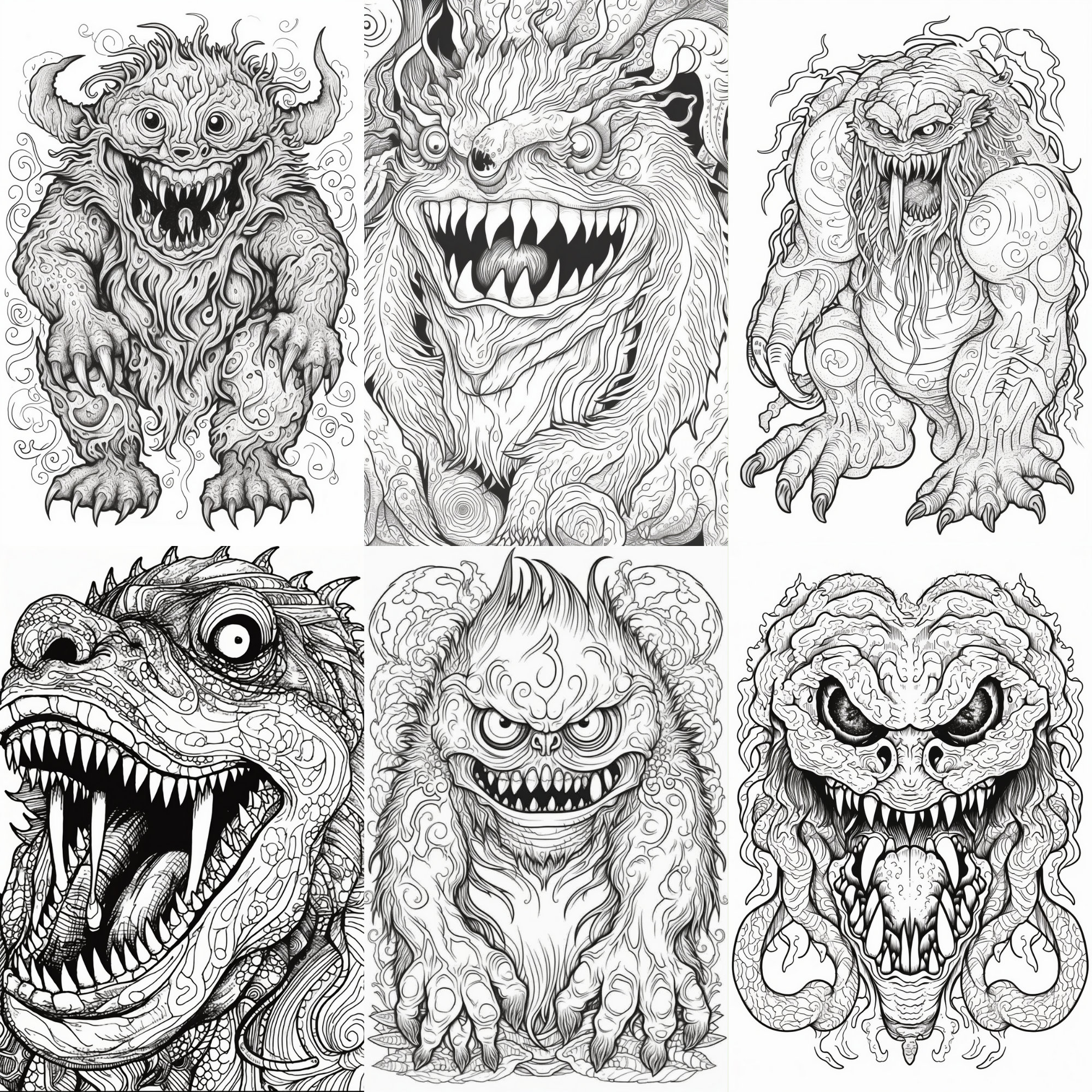 130 Monster Coloring Pages for Adults Printable Coloring Book Coloring ...