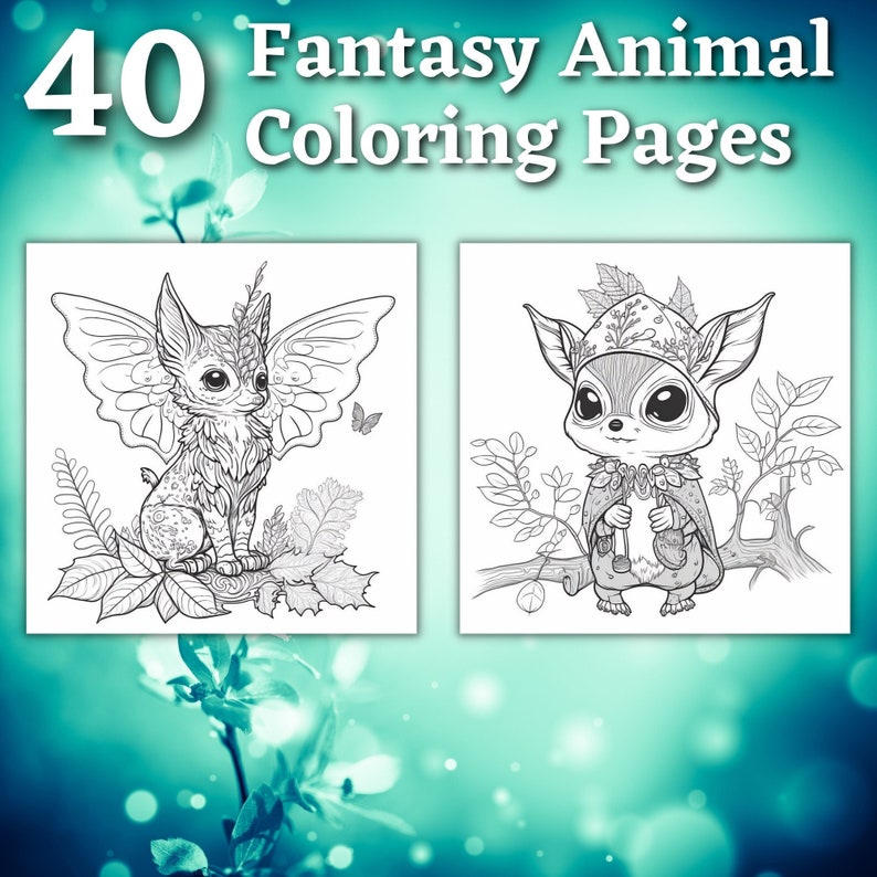 40 Fantasy Animal Coloring Pages Printable Coloring Book - Etsy