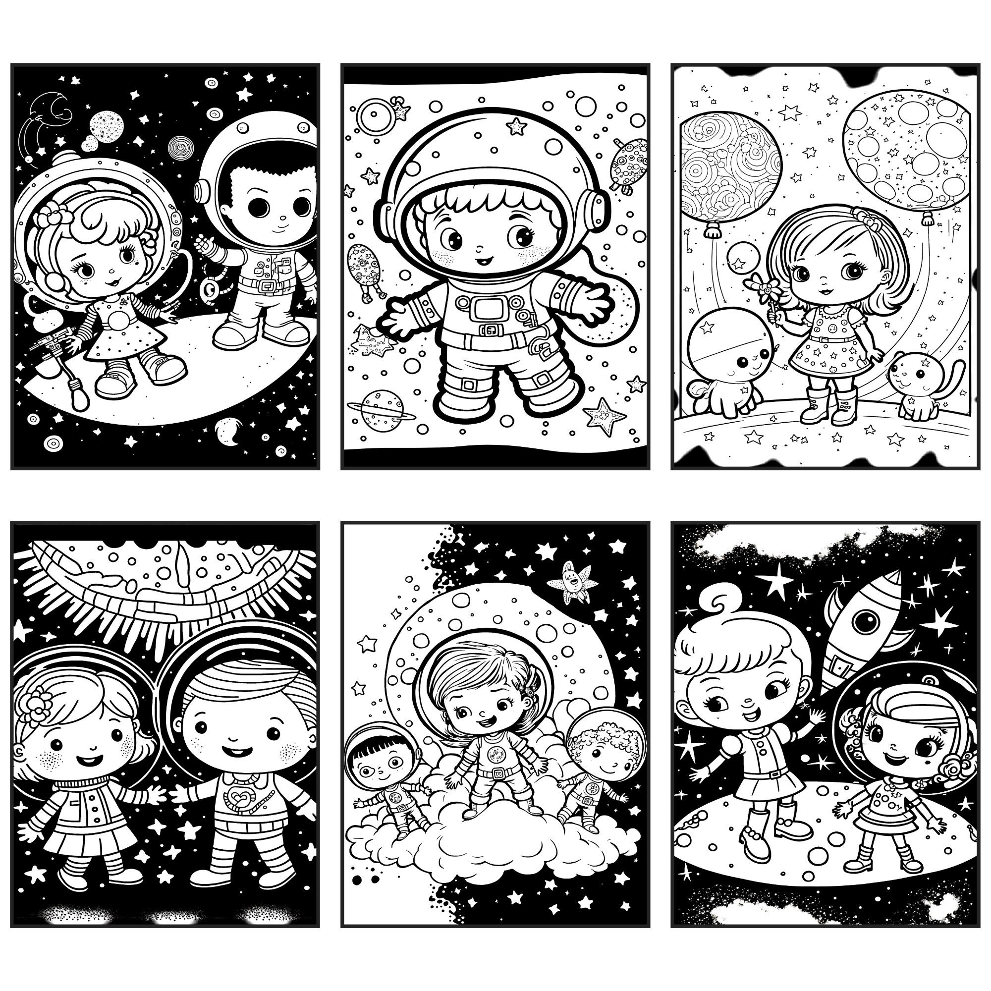 75 Kids in Space Coloring Pages Printable Coloring Book - Etsy