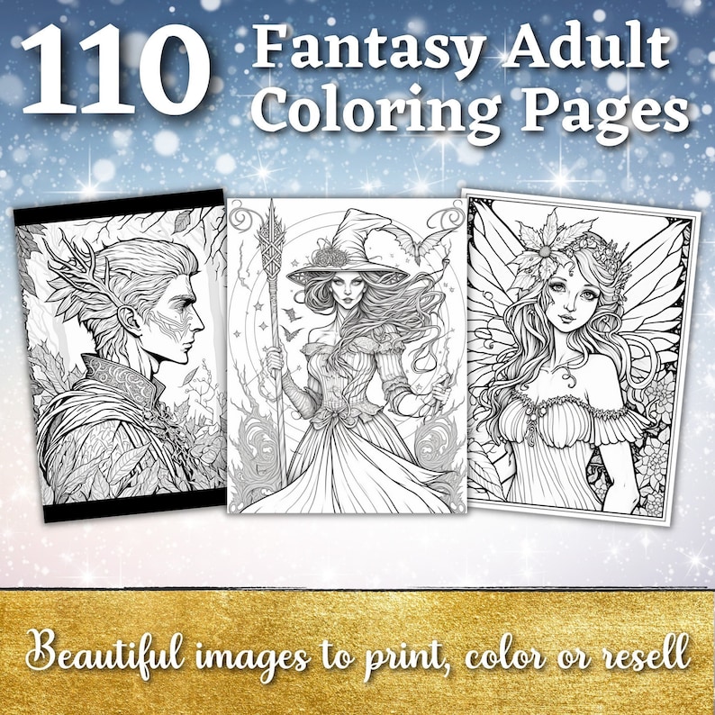 110 Fantasy Coloring Pages Printable Coloring Book - Etsy