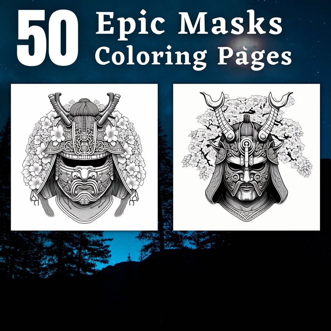 50 Masks Coloring Pages Printable Coloring Book Coloring Pages for ...