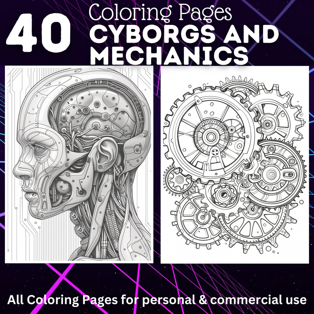 40 Cyborgs & Mechanics Coloring Pages | Printable Coloring Book ...