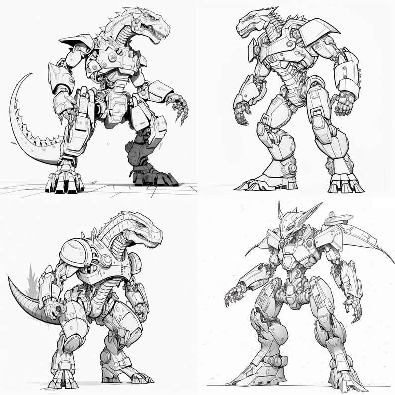 100 Cyber Dinosaur Coloring Pages Printable Coloring Book - Etsy