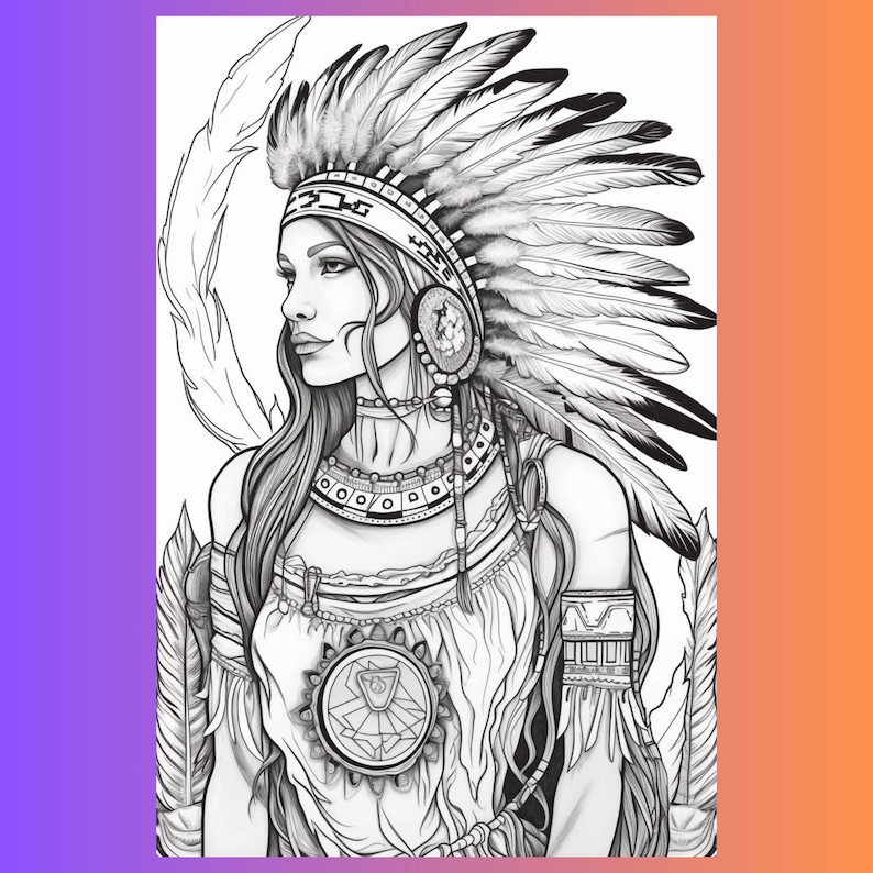 78 Native American Woman Coloring Pages Printable Coloring - Etsy