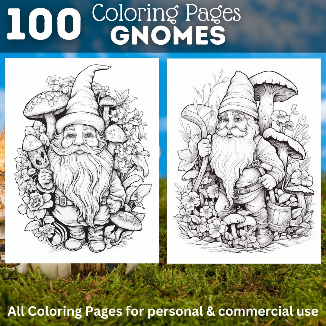 100 Gnomes Coloring Pages Cute | Printable Coloring Book | Coloring ...