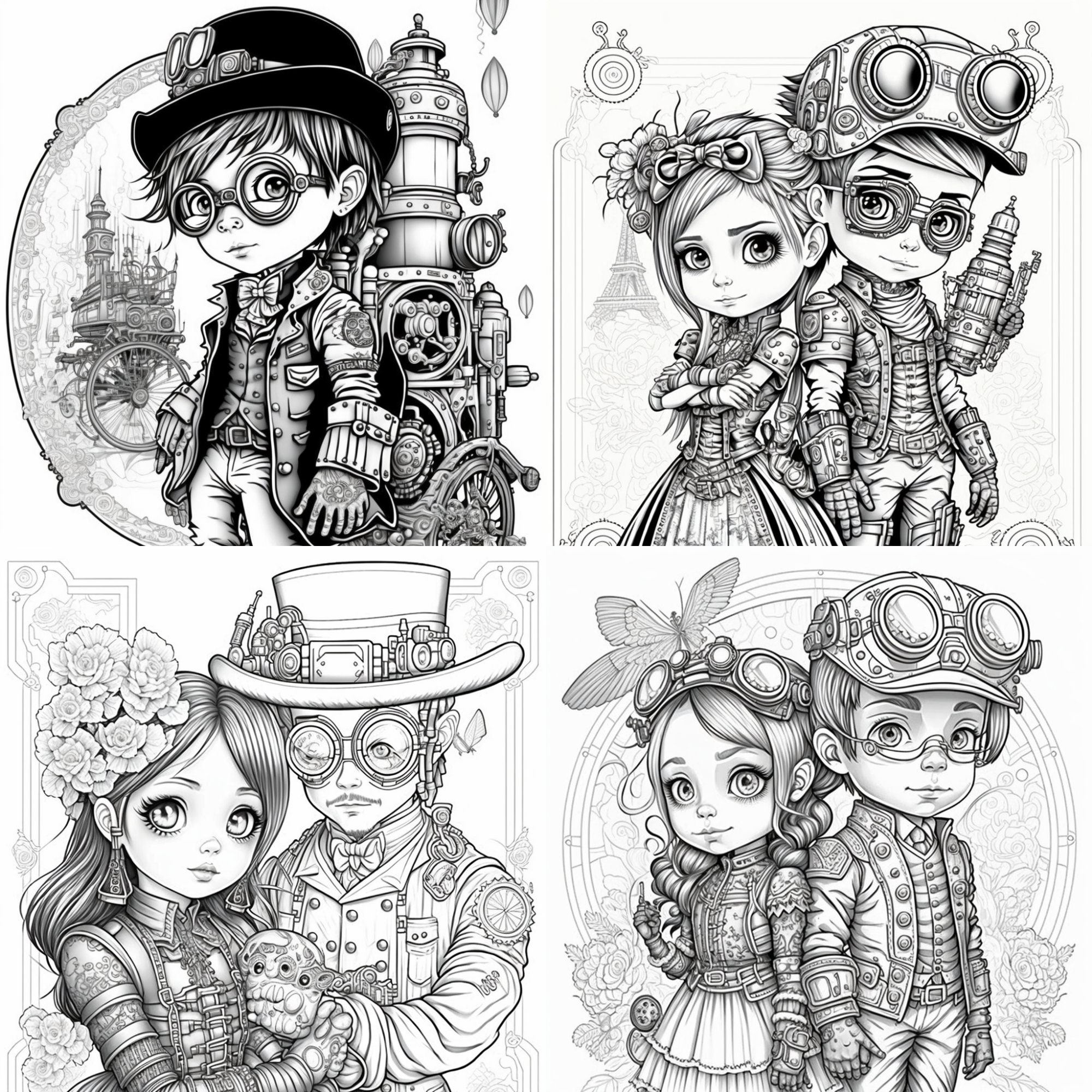 100 Steampunk Coloring Pages | Printable Coloring Book | Coloring Pages ...