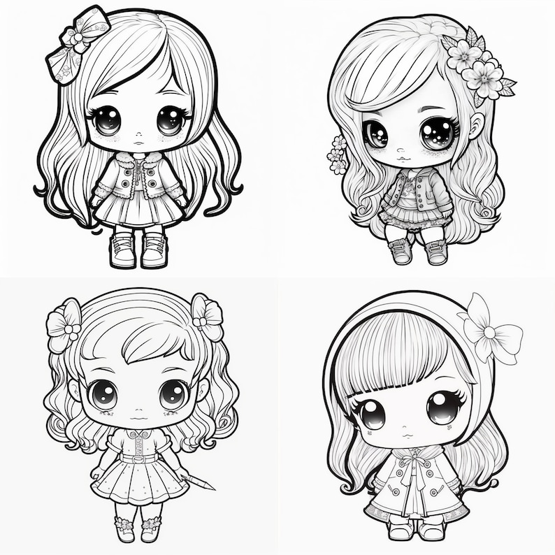 100 Chibi Coloring Pages Printable Coloring Book Coloring - Etsy