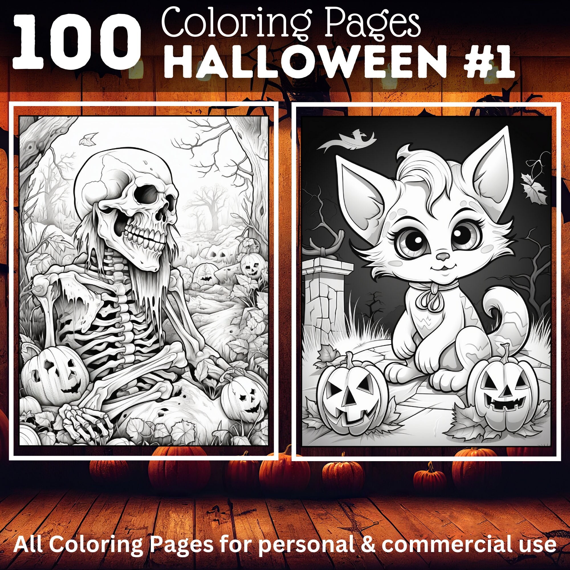 100 Halloween Coloring Pages Horror Printable Coloring Book - Etsy