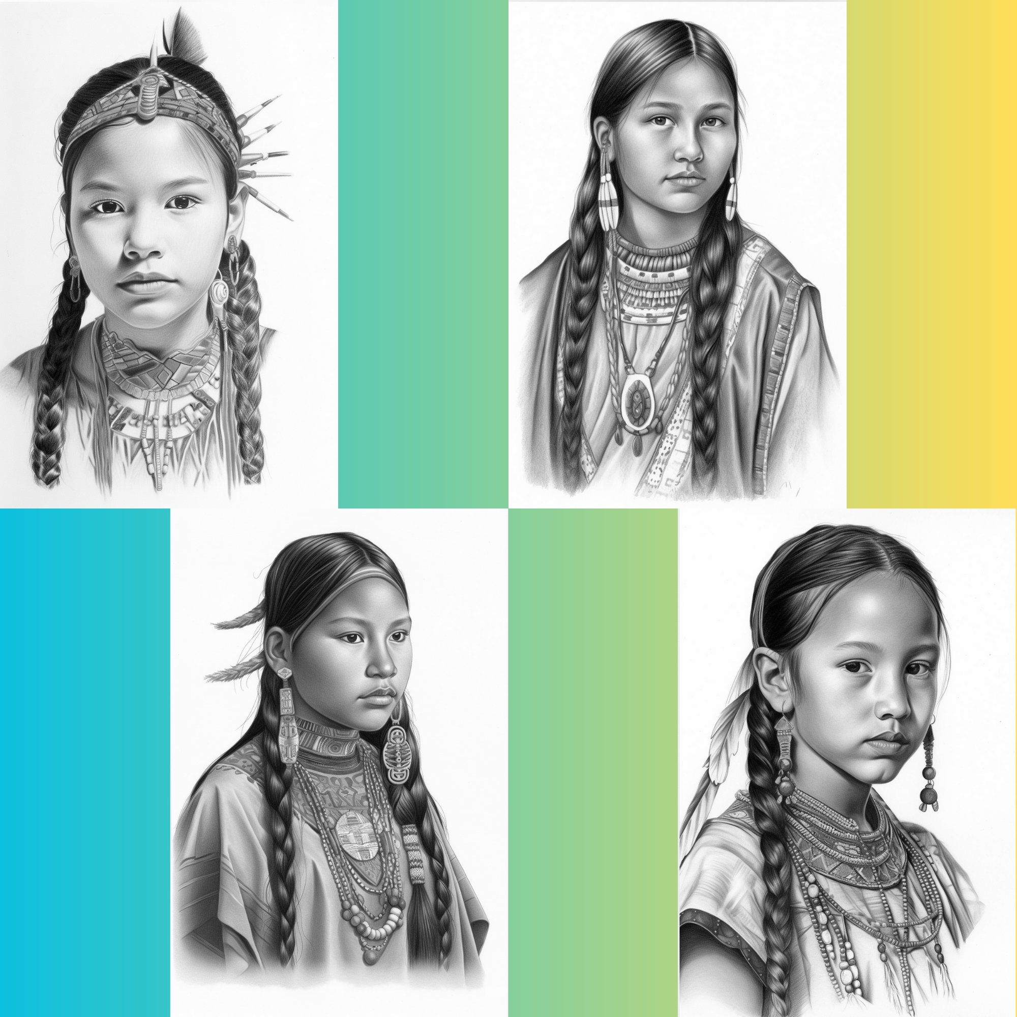 27 Native American Girl Grayscale Coloring Pages | Printable Coloring ...