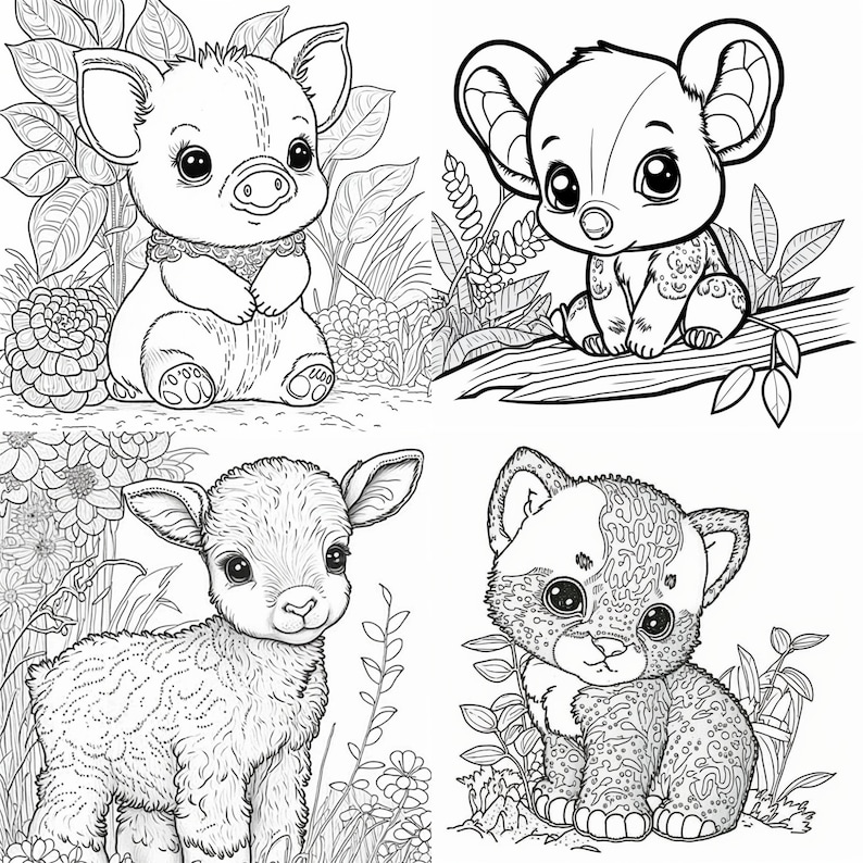 130 Baby Animal Coloring Pages Printable Coloring Book - Etsy