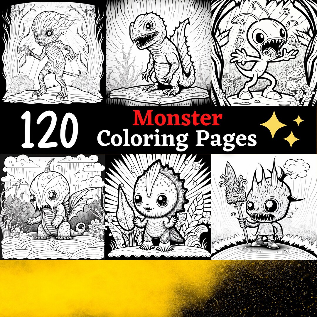 120 Monster Coloring Pages Cute Printable Coloring Book - Etsy