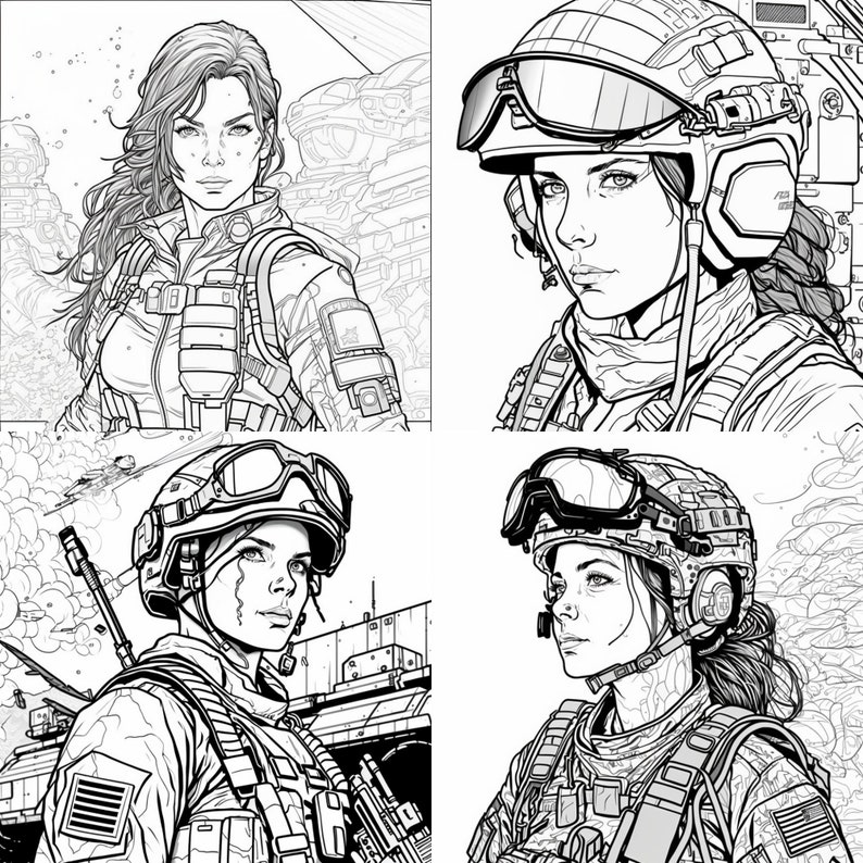 200 Modern Female Soldier Coloring Pages Printable Coloring - Etsy