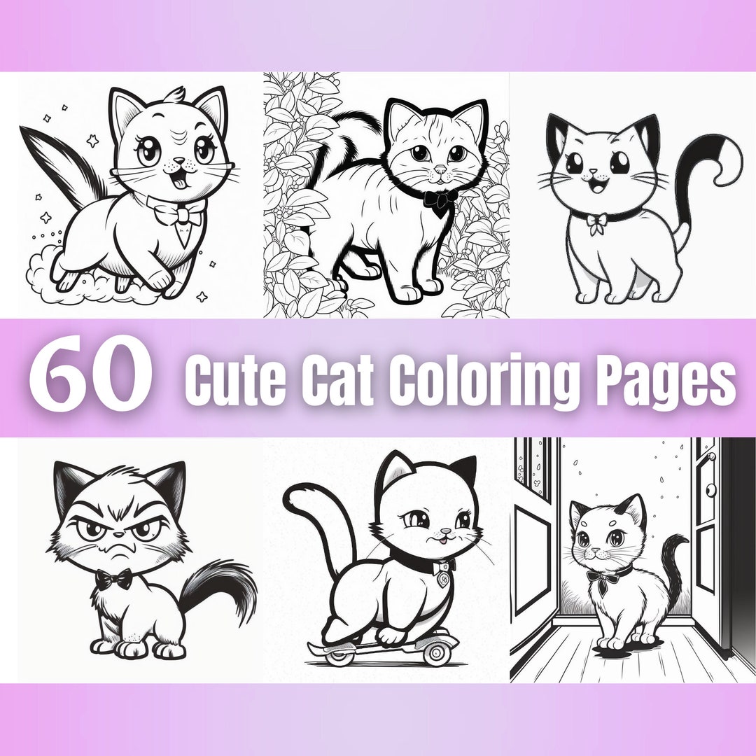 60 Cute Cats Coloring Pages | Printable Coloring Book | Coloring Pages ...