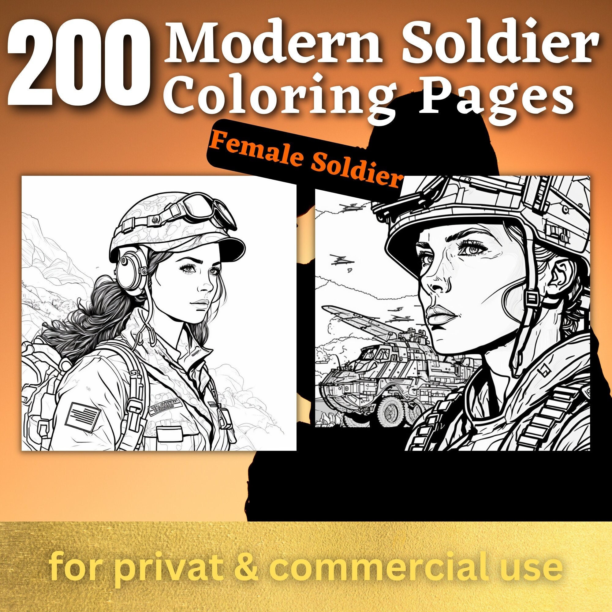 200 Modern Female Soldier Coloring Pages Printable Coloring Book ...